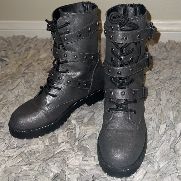 BAMBOO | Shoes | Bamboo Nwob Metallic Combat Boots | Poshmark